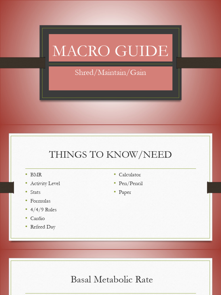 MACRO GUIDE | PDF | Calorie | Nutrition