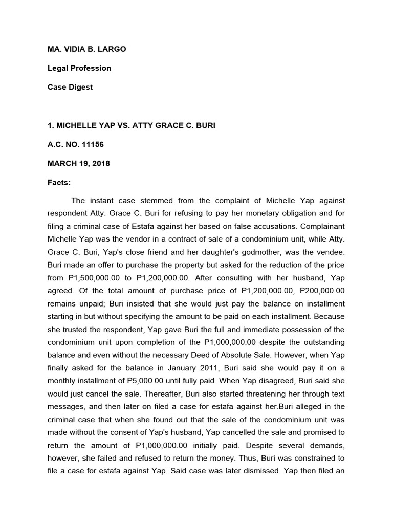 Ma. Vidia Largo - 14 Digested Cases | PDF | Lawyer | Disbarment