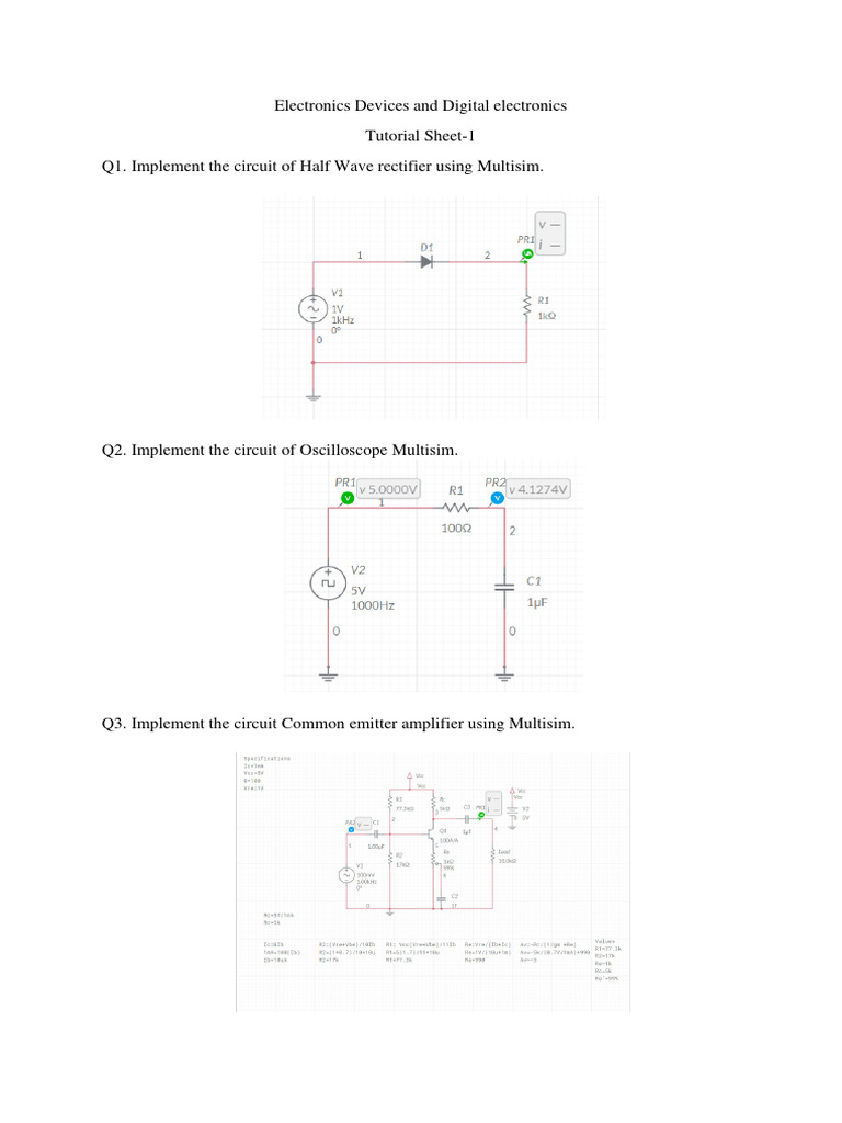 Tutorial Sheet 1 (EDDE Lab) | PDF | Computers