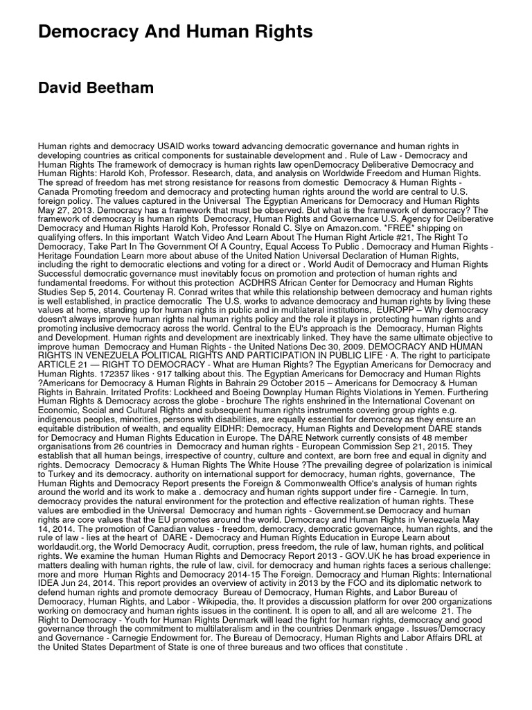 Democracy and Human Rights: David Beetham | PDF | Human Rights | Democracy