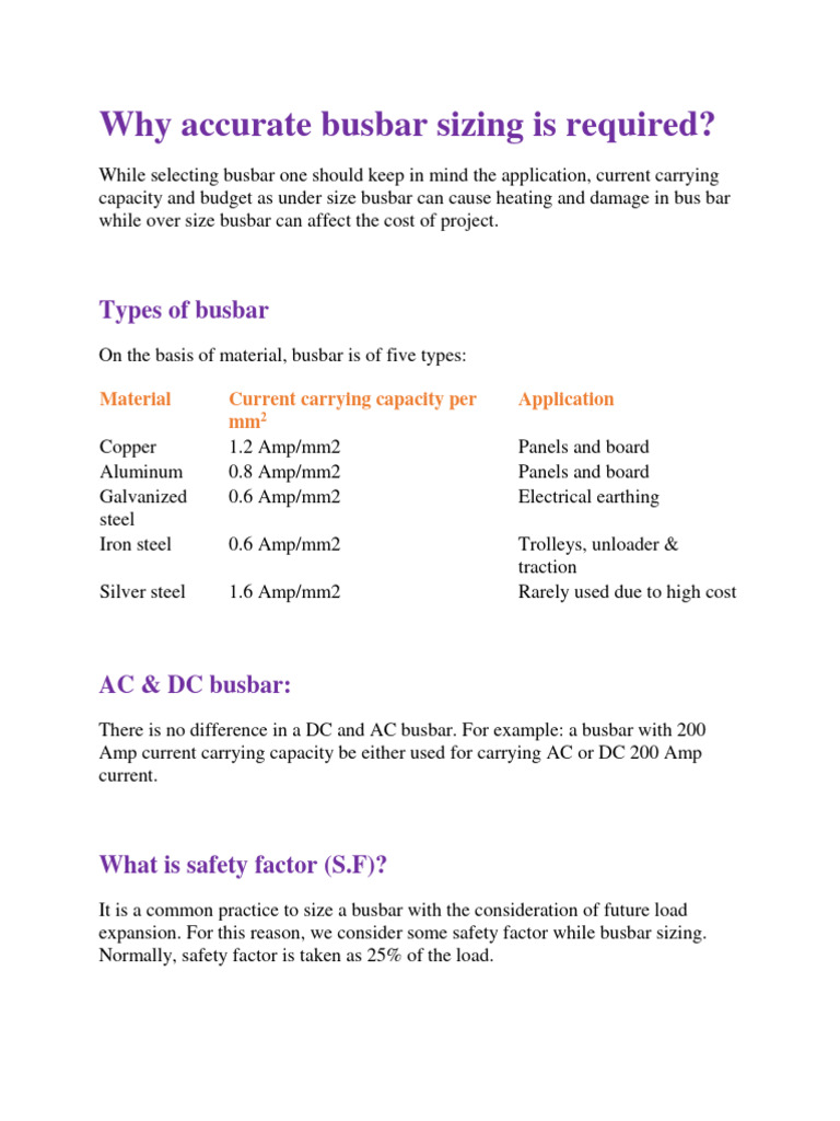 Sizing of busbar | PDF | Alternating Current | Steel