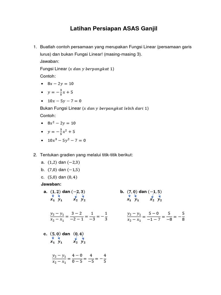 Latihan Persiapan ASAS Ganjil | PDF