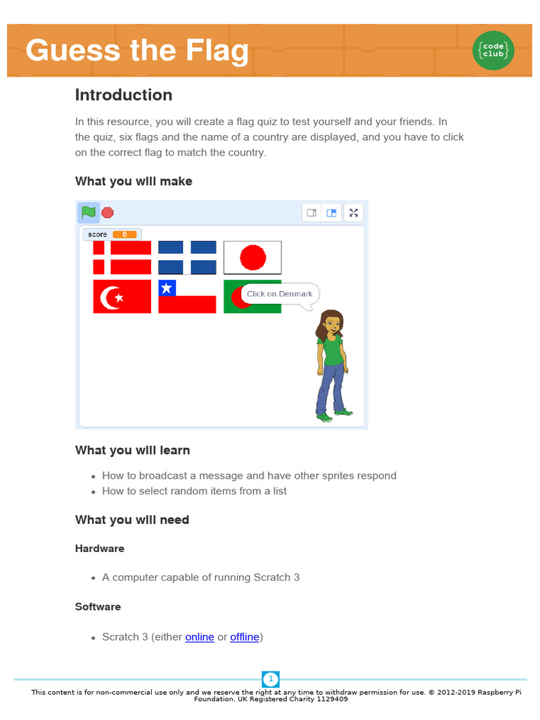 Scratch Module 3 Project 3 Guess-The-Flag | PDF | Scratch (Programming Language) | Online And ...