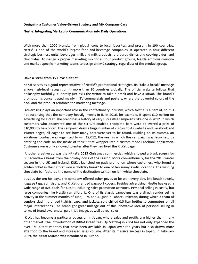 Nestle Case Study CRXN | PDF | Target Audience | Brand