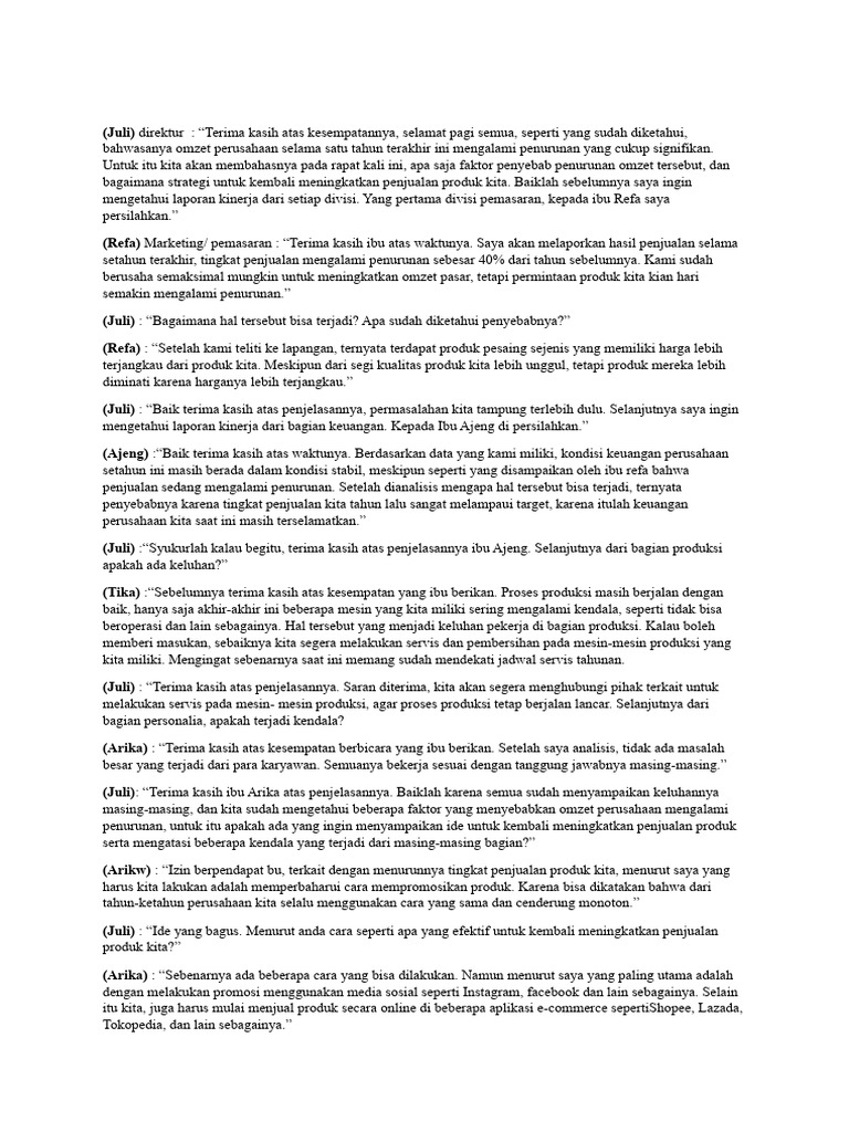 Dialog Rapat Fix | PDF | Karier & Perkembangan | Bisnis