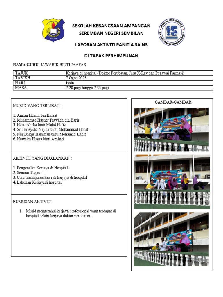 Laporan Aktiviti Ubk Di Tapak Perhimpunan | PDF
