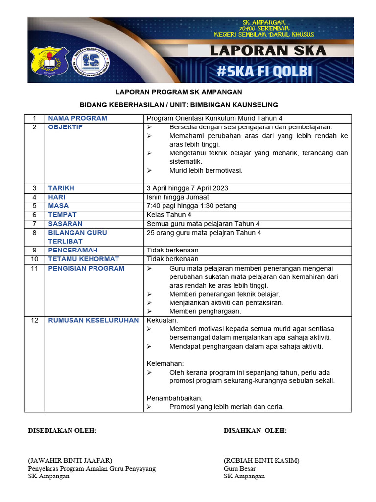 Laporan Orientasi Tahun 4 2023 Pdf