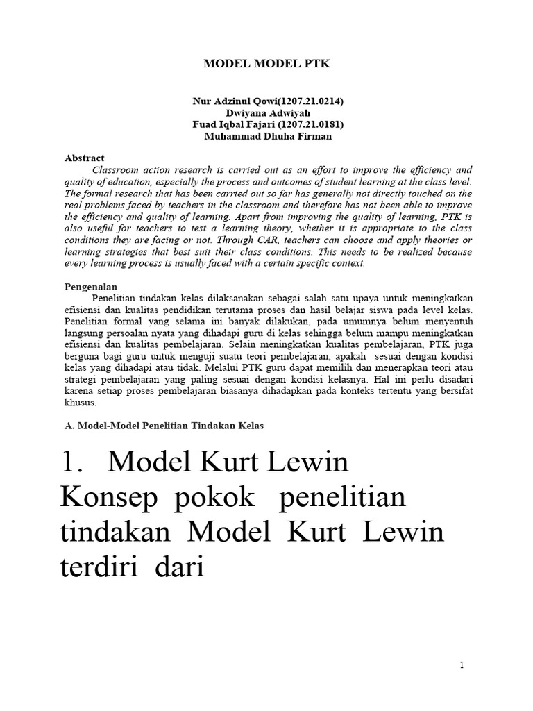 Model-Model PTK | PDF | Karier & Perkembangan