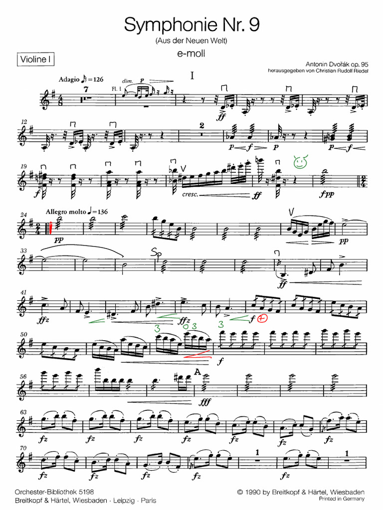 A3 Dvorak Symphonie Nr. 9 Violine 1 | PDF