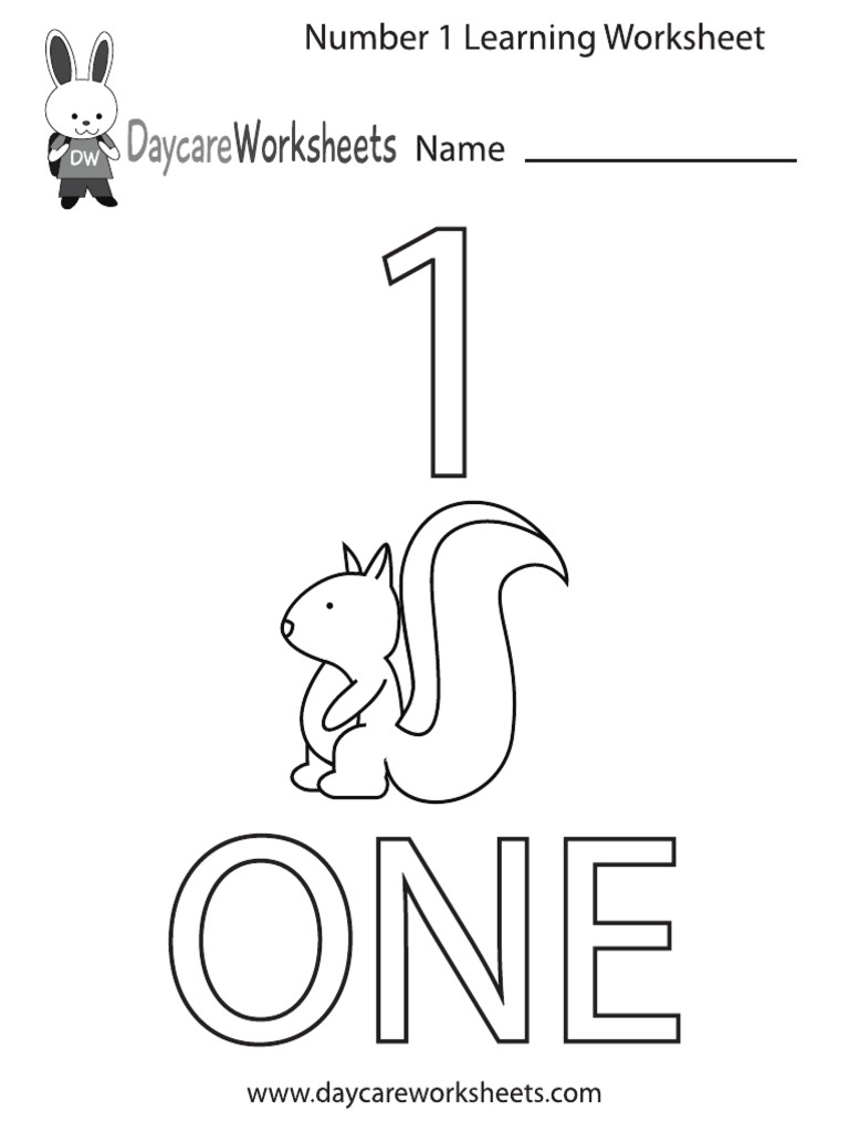 Number One Learning Worksheet | PDF