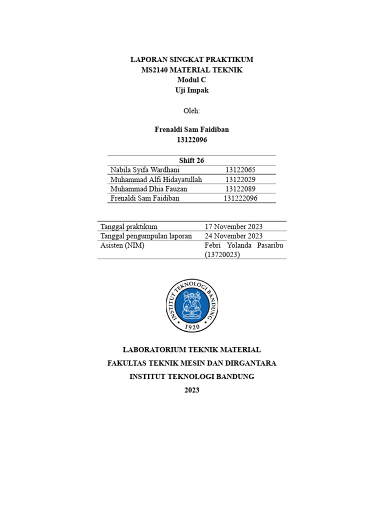 Laporan Praktikum Uji Impak | PDF