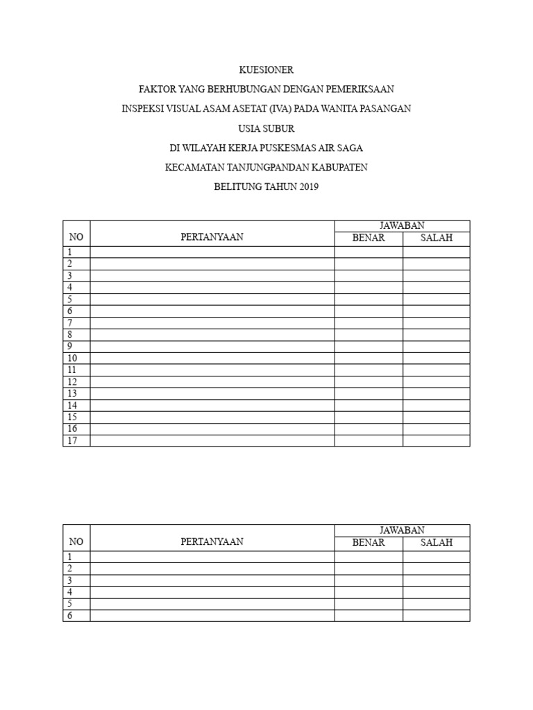 Kuesioner Iva Test | PDF