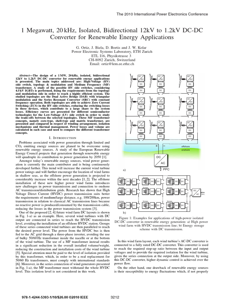 Bidirectional 12kV to 1.2kV DC-DC Converter for Renewable Energy ...