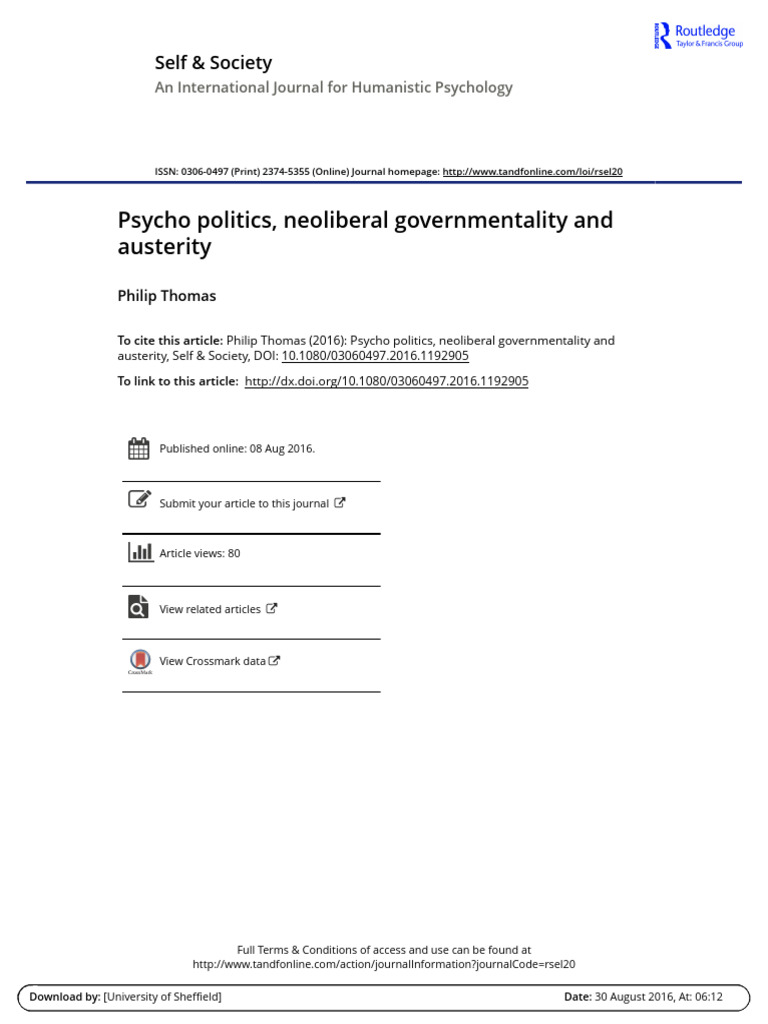 Thomas 2016 | PDF | Neoliberalism | Welfare