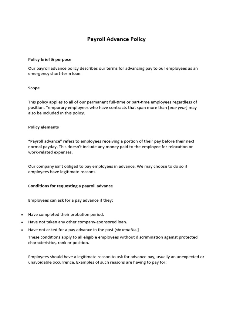 Payroll Advance Policy | PDF | Payroll | Business
