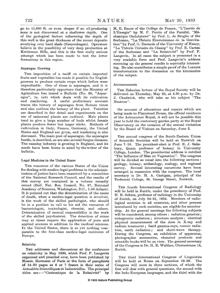 © 1933 Nature Publishing Group | PDF | Radiation | Science