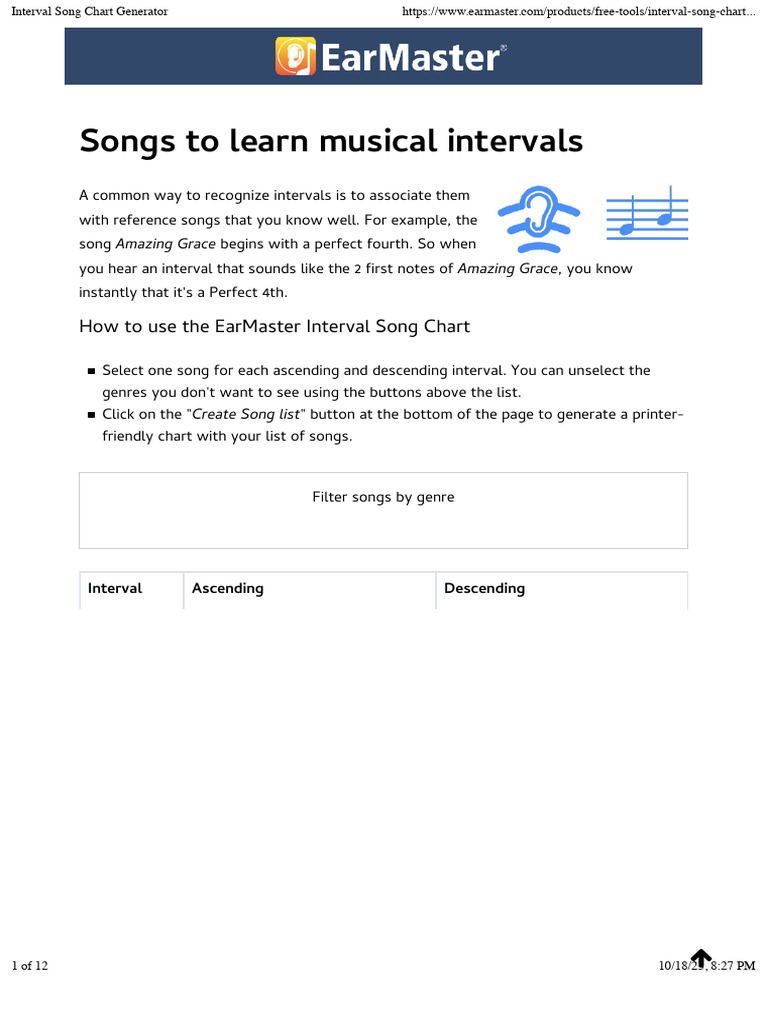 Interval Song Chart Guide | PDF
