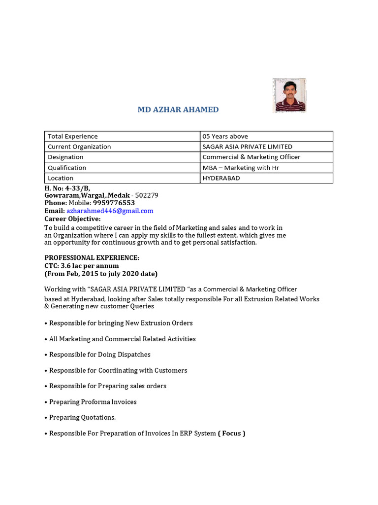 Azhar Resume | PDF | Economies | Business