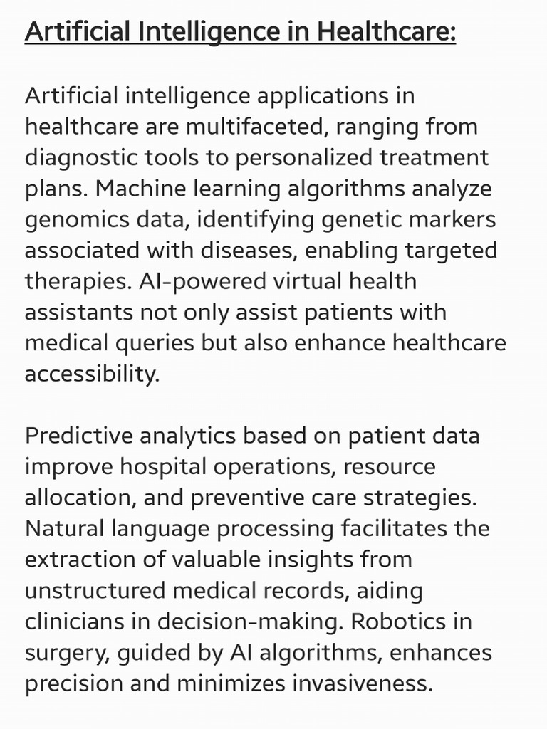 Artificial Intelligence in Healthcare | PDF