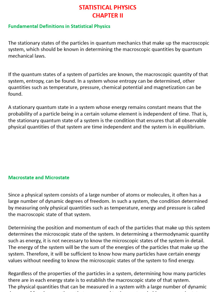 Statistical Physics | PDF | Physical Quantities | Quantity