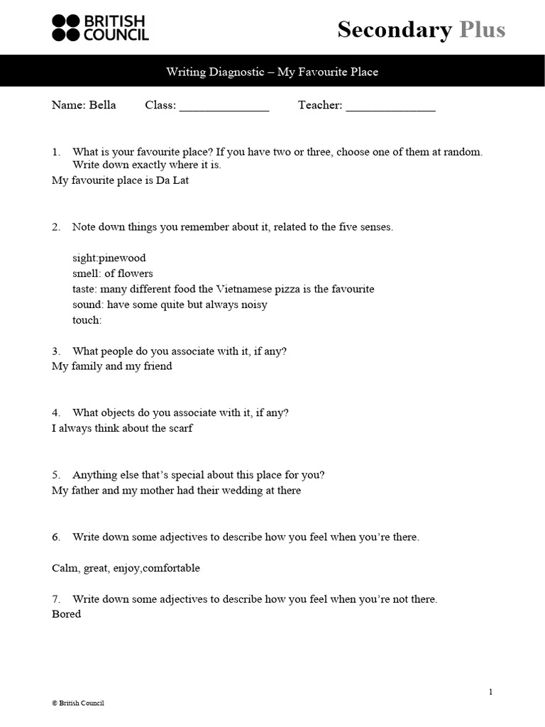 1.5 Writing Task (Worksheet) | PDF