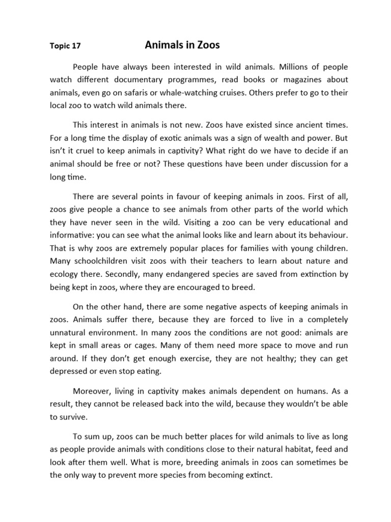 Topic 17 Animals in Zoos | PDF