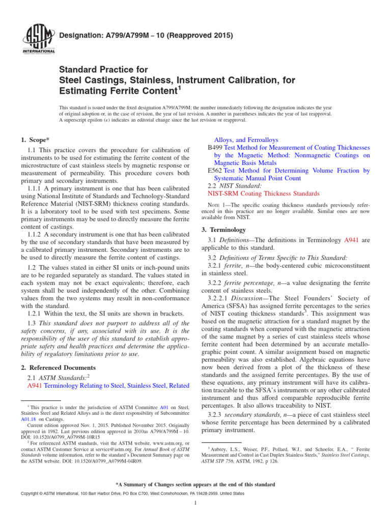 Astm A799 - A799m 10 (2015) | Download Free PDF | Calibration | Magnet