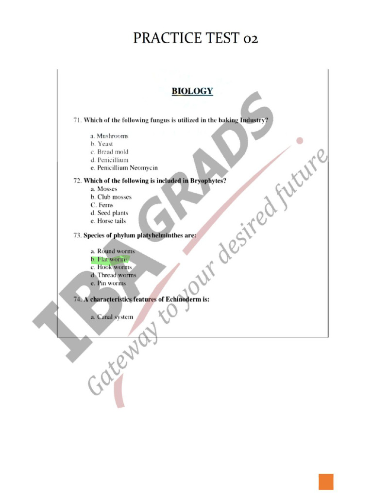 JPG MDCAT Biology Practice Test-02 | PDF