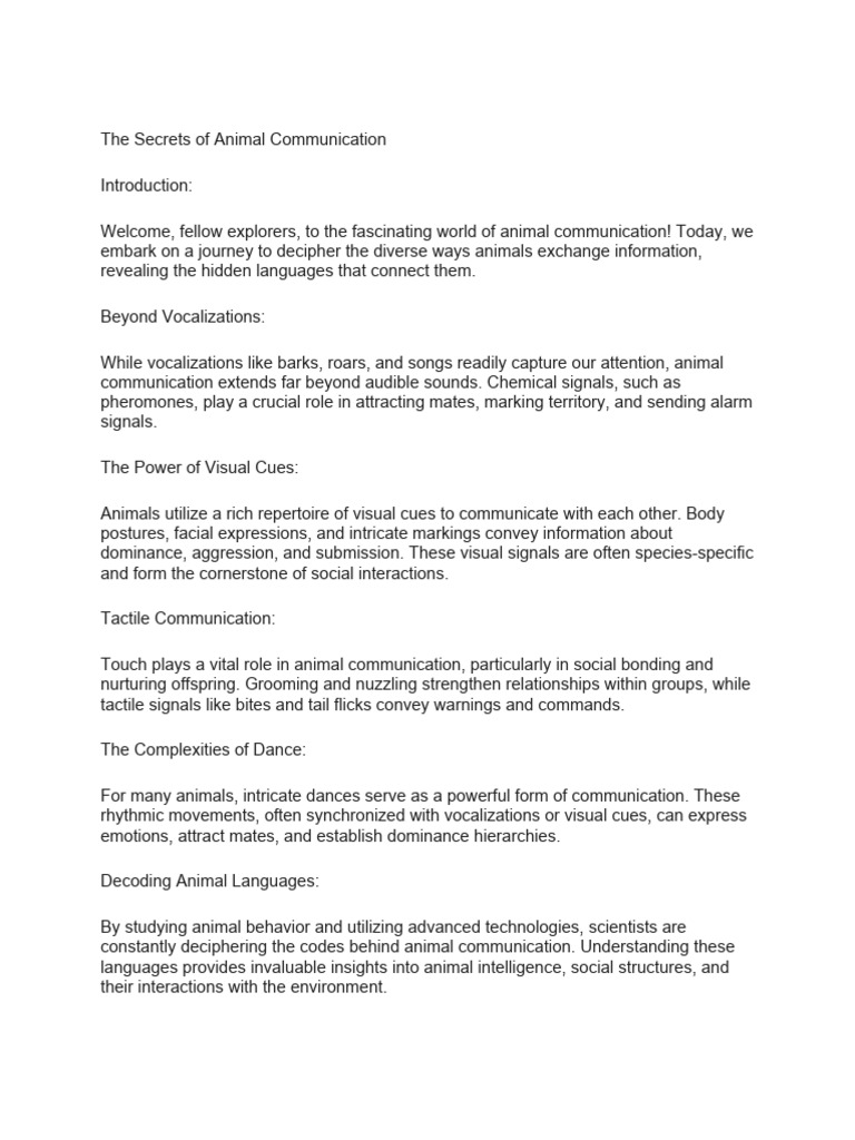 The Secrets of Animal Communication | PDF