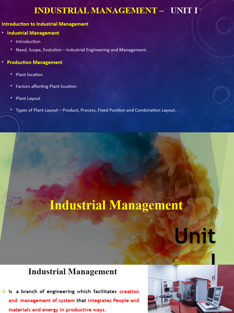 Industrial Management: Key Concepts & Layouts | PDF | Engineering | Factory