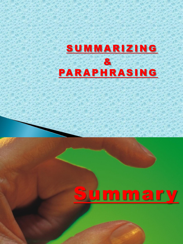 Summarize & Paraphrase | PDF | Sentence (Linguistics) | Communication
