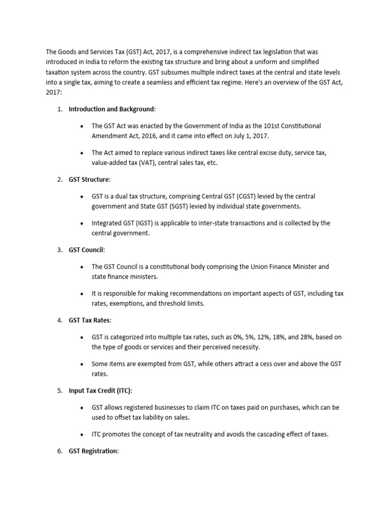 The Goods and Services Tax-An Introduction | PDF | Taxes | Governance