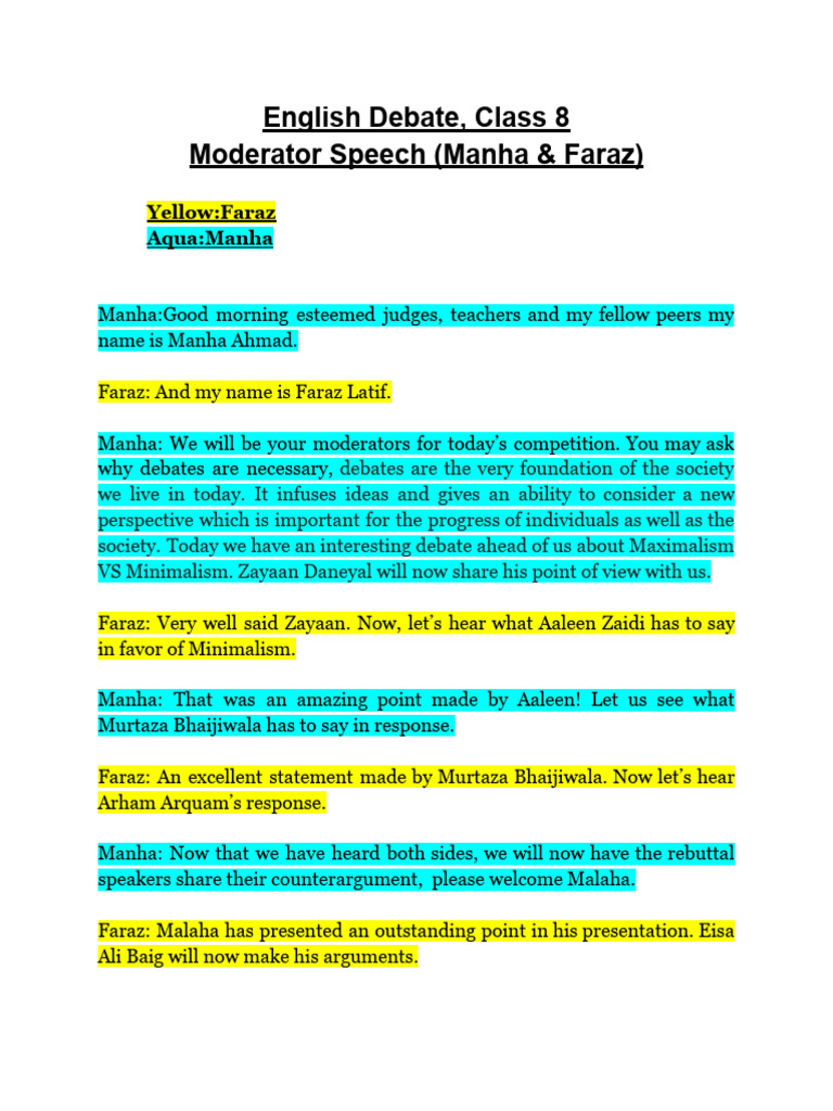 moderator speech | PDF
