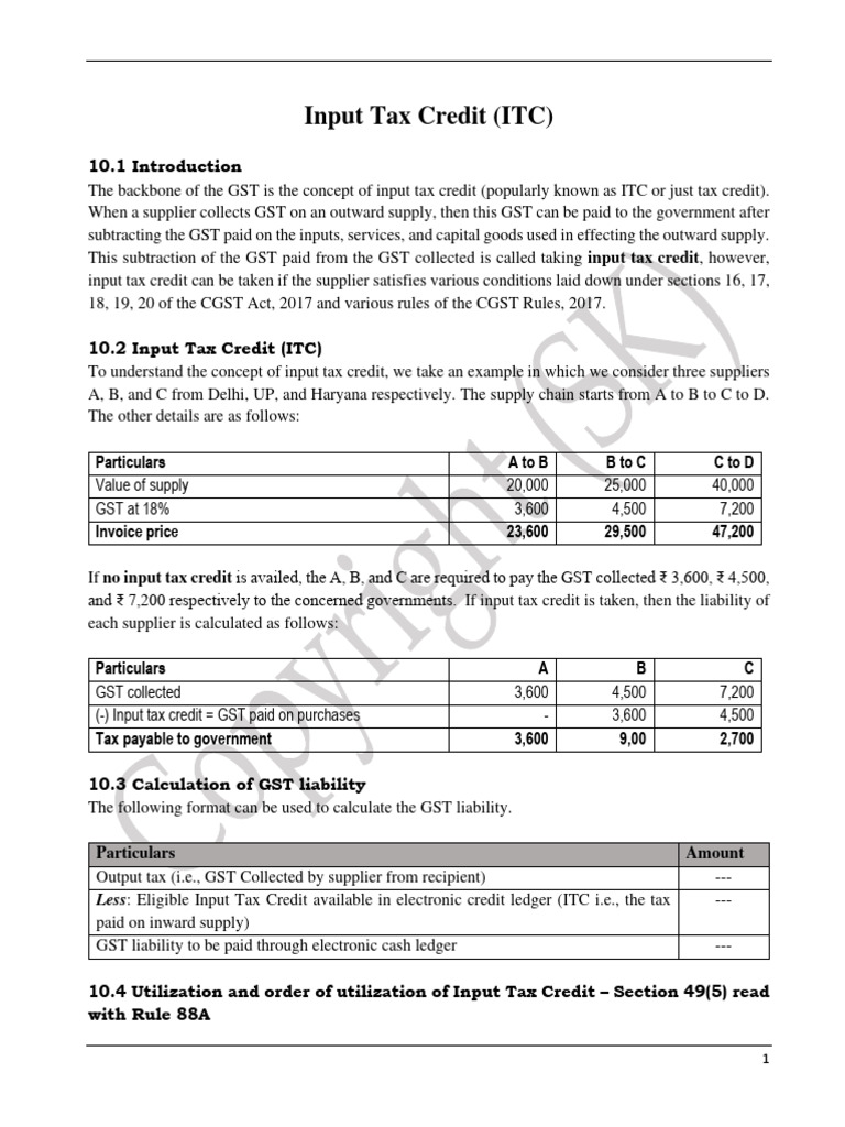 ITC and Job Work | PDF | Value Added Tax | Taxes