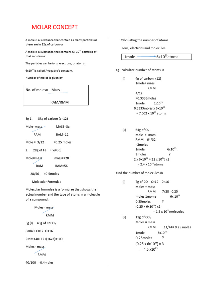 Mole Concept | PDF | Mole (Unit) | Molecular Mass