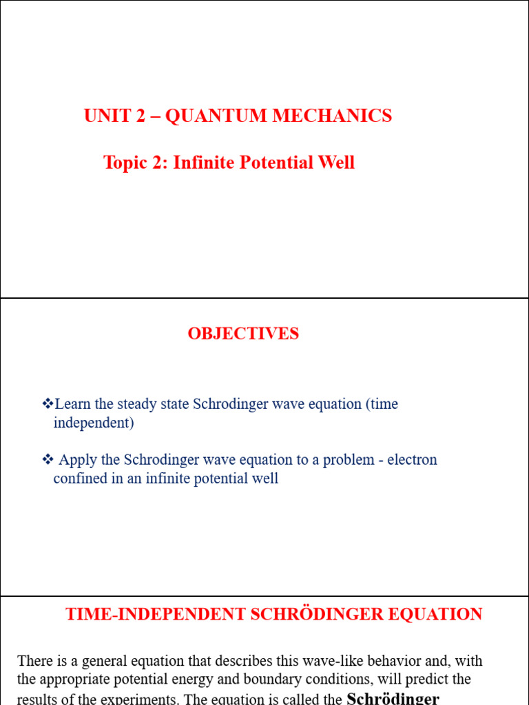 Chap 3 Potential Well | PDF | Schrödinger Equation | Wave Function