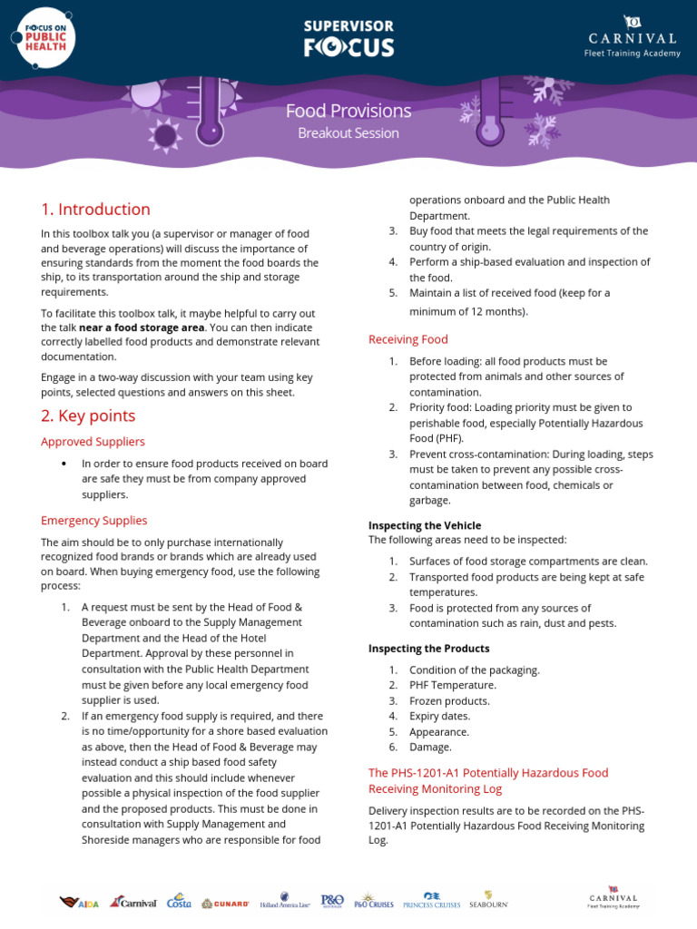 3.1 Food Provisions - Breakout Session | PDF | Refrigerator | Supply Chain