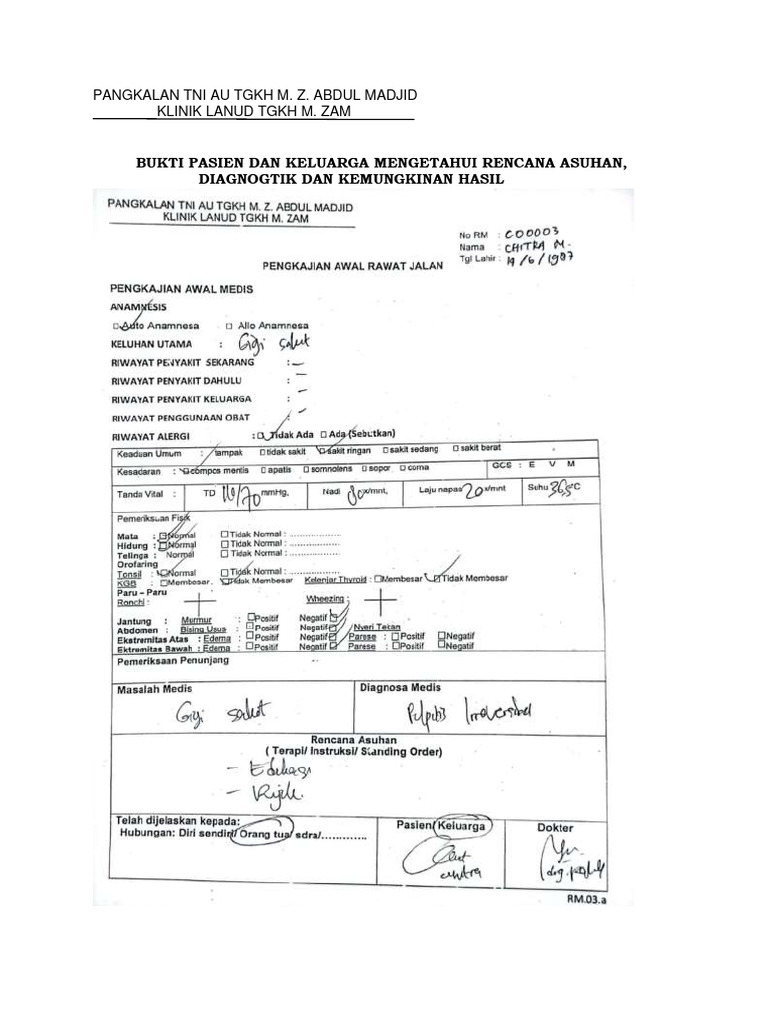 Pasien Mengetahui Rencanan Asuhan | PDF