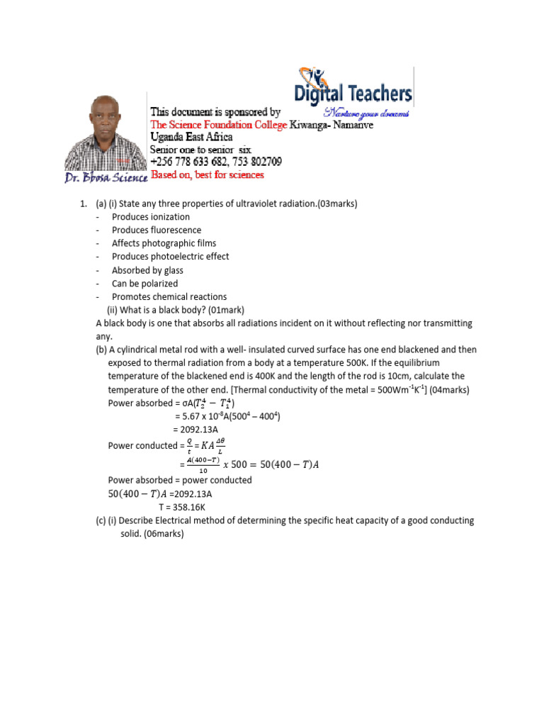 Heat Paper 1 Section B Physics Paper 2 With Answers | PDF