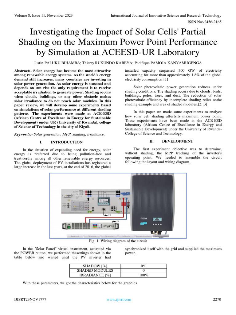 Investigating the Impact of Solar Cells' Partial Shading on the Maximum Power Point Performance ...