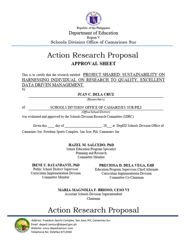 Approval Sheet and Evaluation Form Action Research | PDF | Cognition
