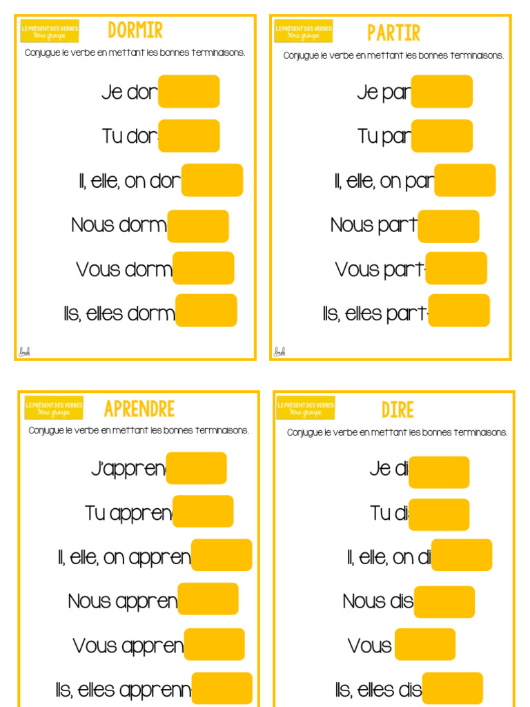 Conjugaison des verbes au présent | PDF | Verbe | Lexicologie
