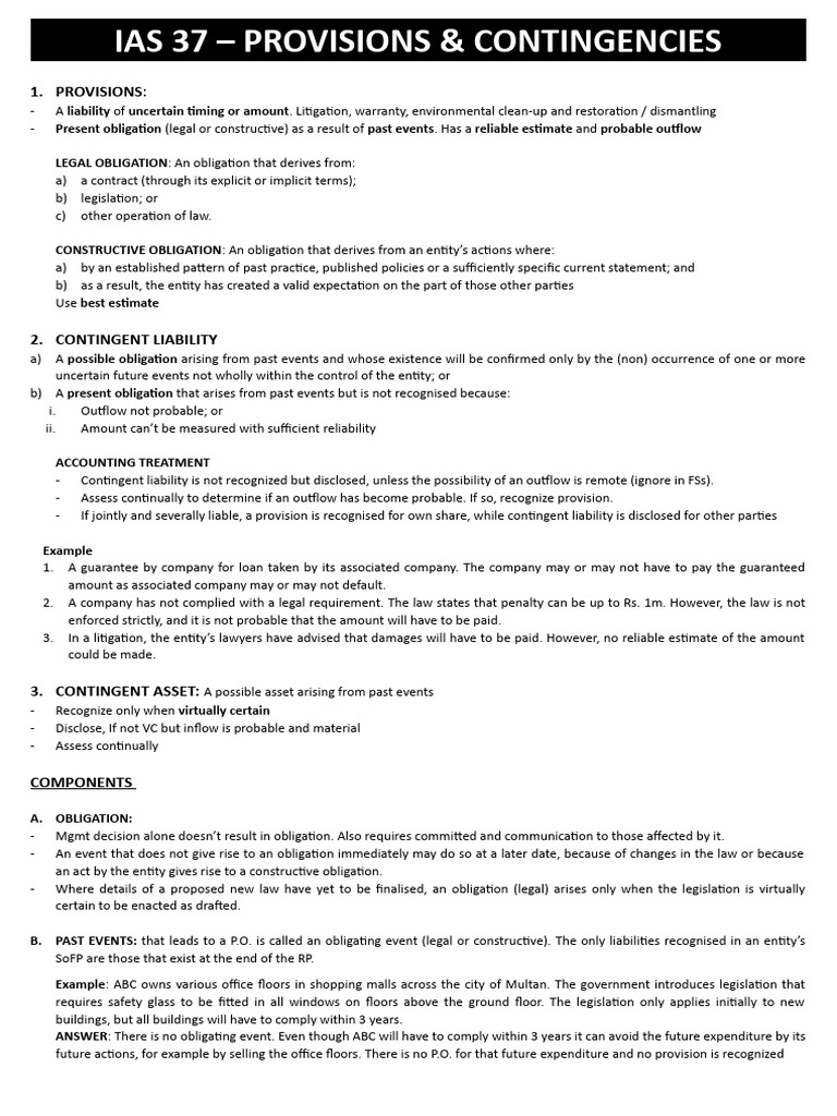 IAS 37 - Provisions & Contingencies | PDF | Legal Liability | Guarantee
