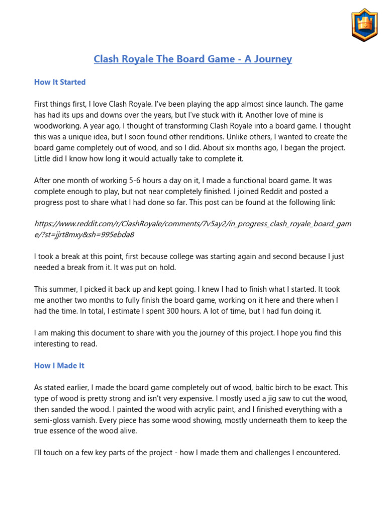 Clash Royale The Board Game - A Journey | PDF | Wood