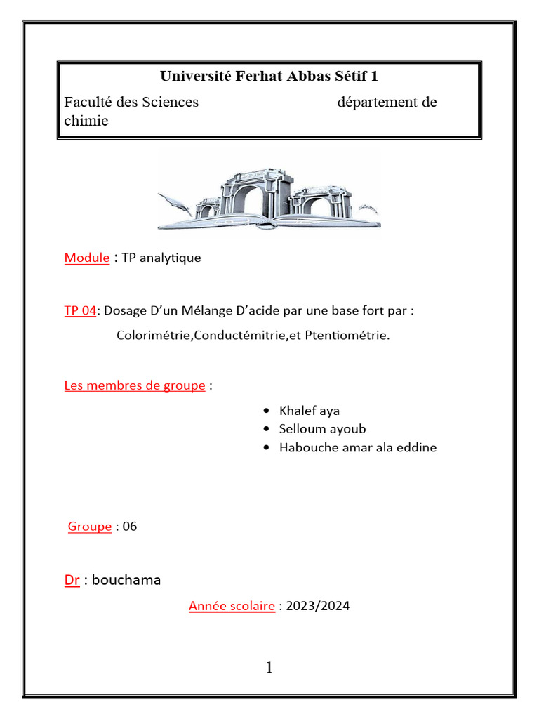 Dosage d'acides par méthodes analytiques | PDF