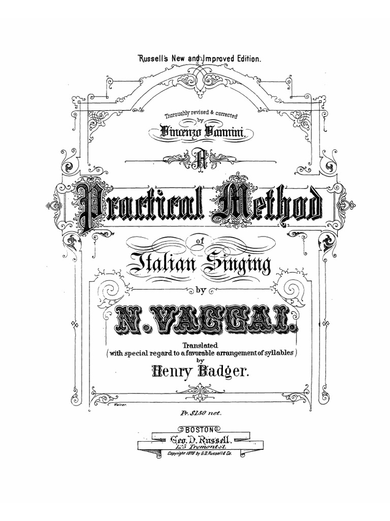 PMLP85474-Vaccai - Practical Method of Italian Singing | PDF