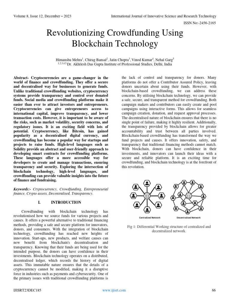 Revolutionizing Crowdfunding Using Blockchain Technology | PDF ...