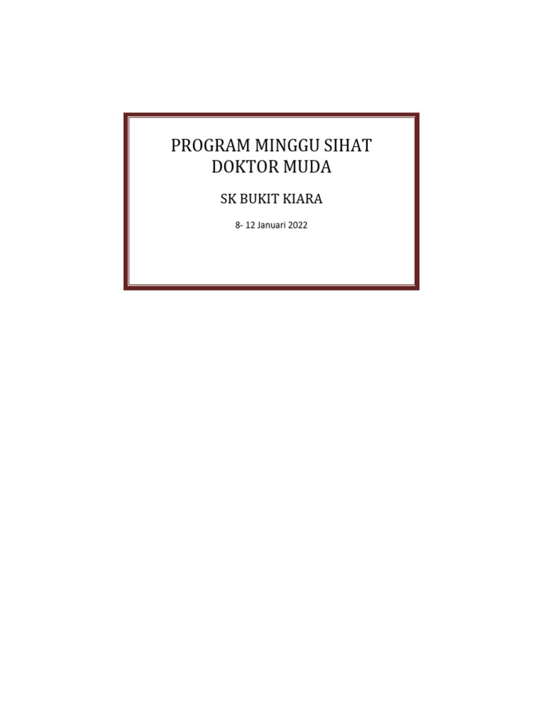 Kertas Kerja Minggu Sihat SKBK 2022 | PDF