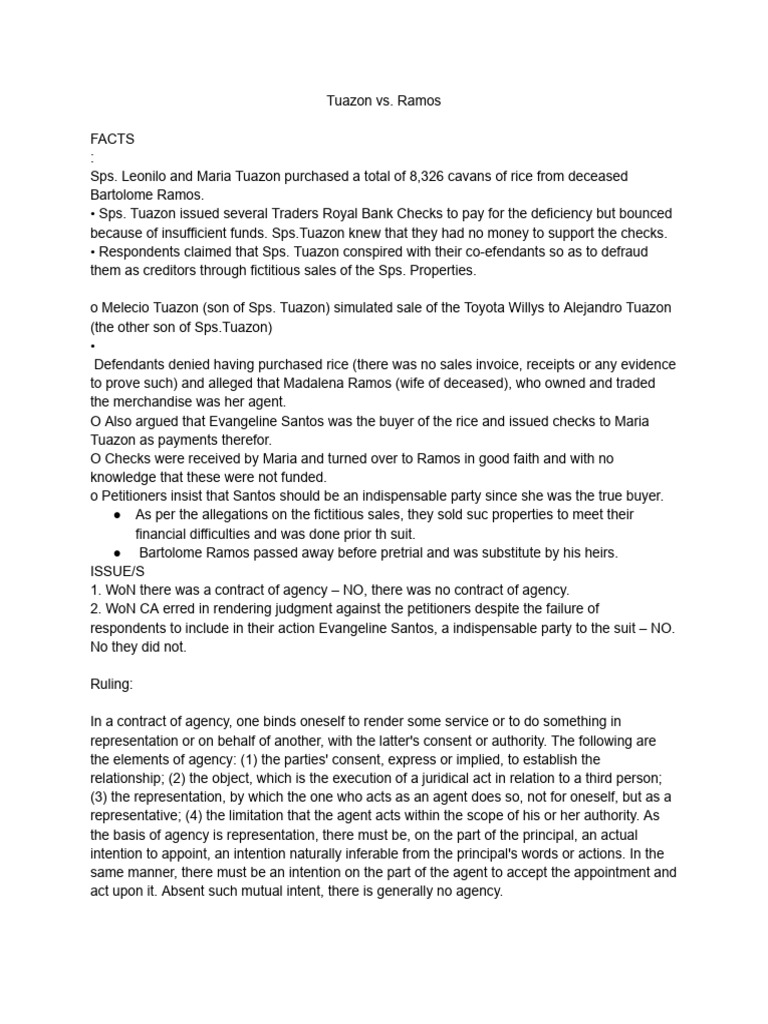 c5 Tuazon Vs Ramos | PDF | Lawsuit | Private Law
