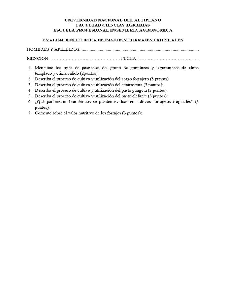 Evaluación de Pastos y Forrajes Tropicales | PDF | Tecnología